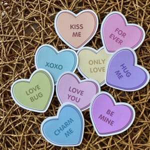 Conversation Hearts Stickers Valentines Day Stickers Conversation ...