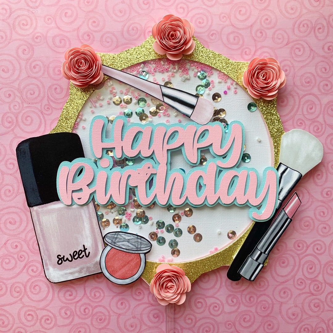 Makeup Birthday Cake Topper: Spa Glam Party Decor - Etsy