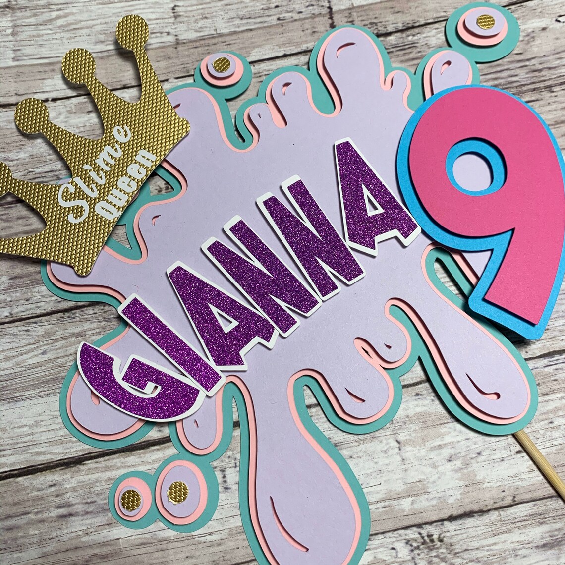 Slime Party Cake Topper Slime Theme Party Decorations Slime - Etsy