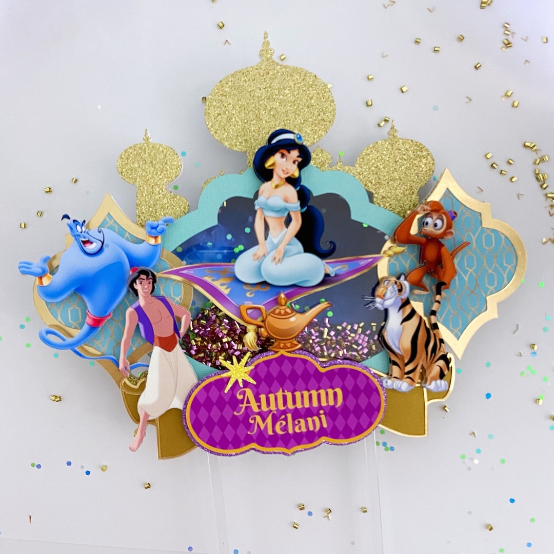Aladdin Cake Topper, Princess Jasmine Birthday Party Decorations ...