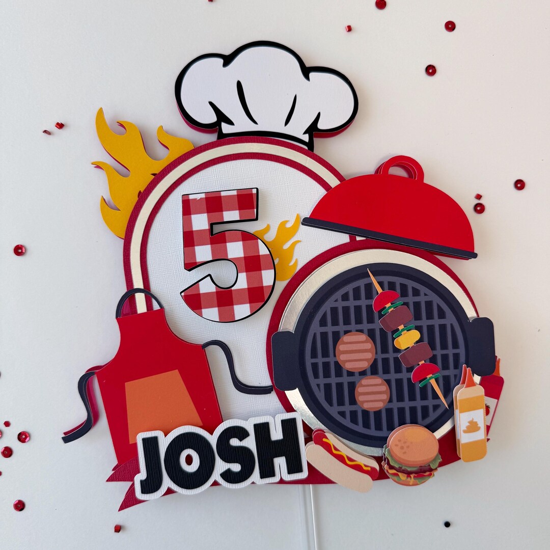 BBQ Cake Topper Barbecue Grill Theme Party Decor Backyard Bbq Theme ...