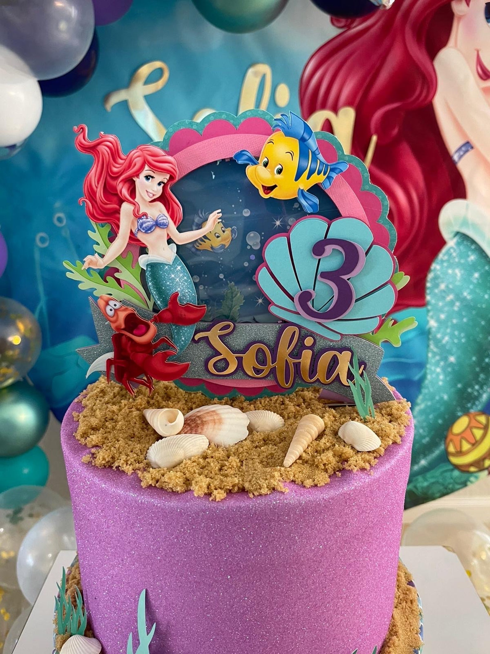 Little Mermaid Cake Topper, Princess Ariel Party Decorations ...