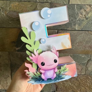Axolotl 3D Letter, Axolotl Theme Party, Custom 3d Letter, Axolotl ...