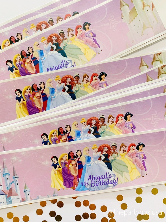 Princess Water Bottle labels, Princess birthday party decorations ...