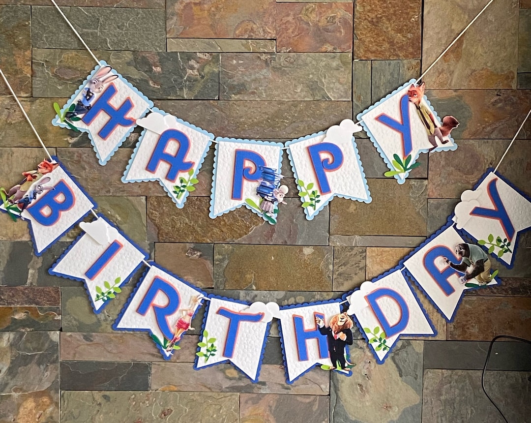 Zootopia Happy Birthday Banner, Zootopia Party Decorations, Zootopia ...