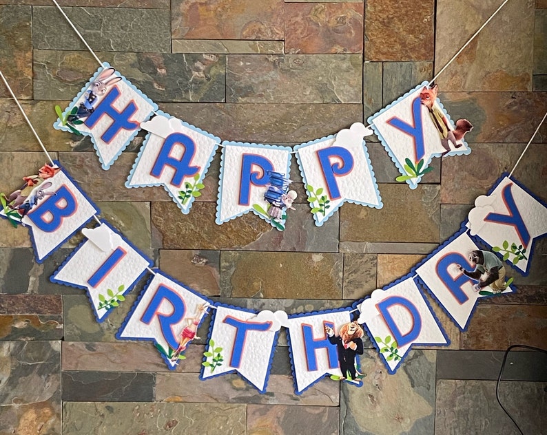 Zootopia Happy Birthday Banner, Zootopia Party Decorations, Zootopia ...
