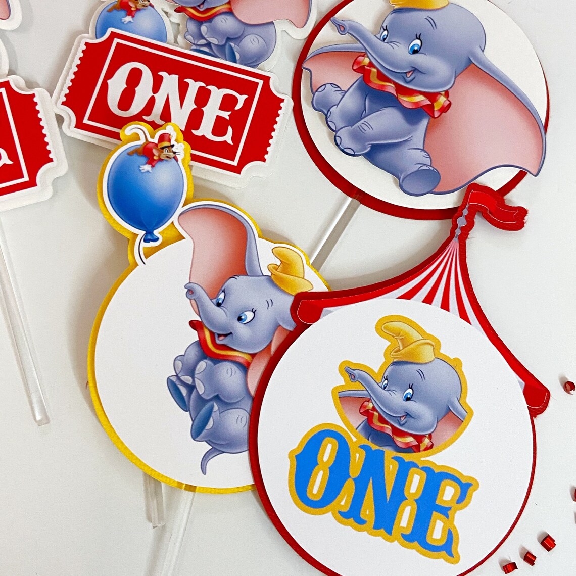 Dumbo Cupcake Toppers, Dumbo Theme Party, Elephant Cupcake Toppers ...