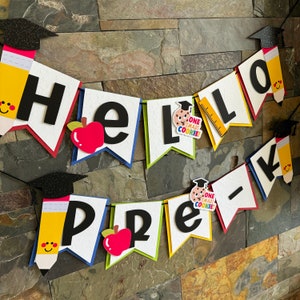 Hello Pre K Banner First Day of School Party Decorations Back to School ...