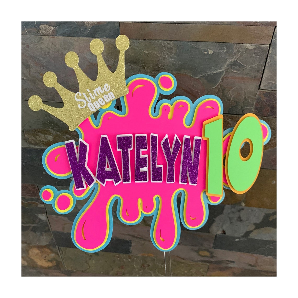 Slime Party Cake Topper Slime Theme Party Decorations Slime - Etsy