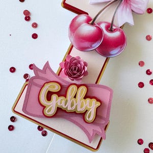 Cherry and Bow Cake Topper First Birthday Party Decorations Coquette ...