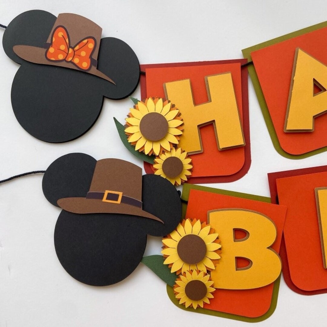 Thanksgiving Mickey Mouse Inspired Banner, Thanksgiving Party ...