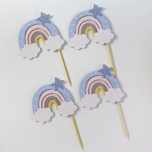 Boho Rainbow Cupcake Toppers, Boho Party Decor, Boho Theme Party ...