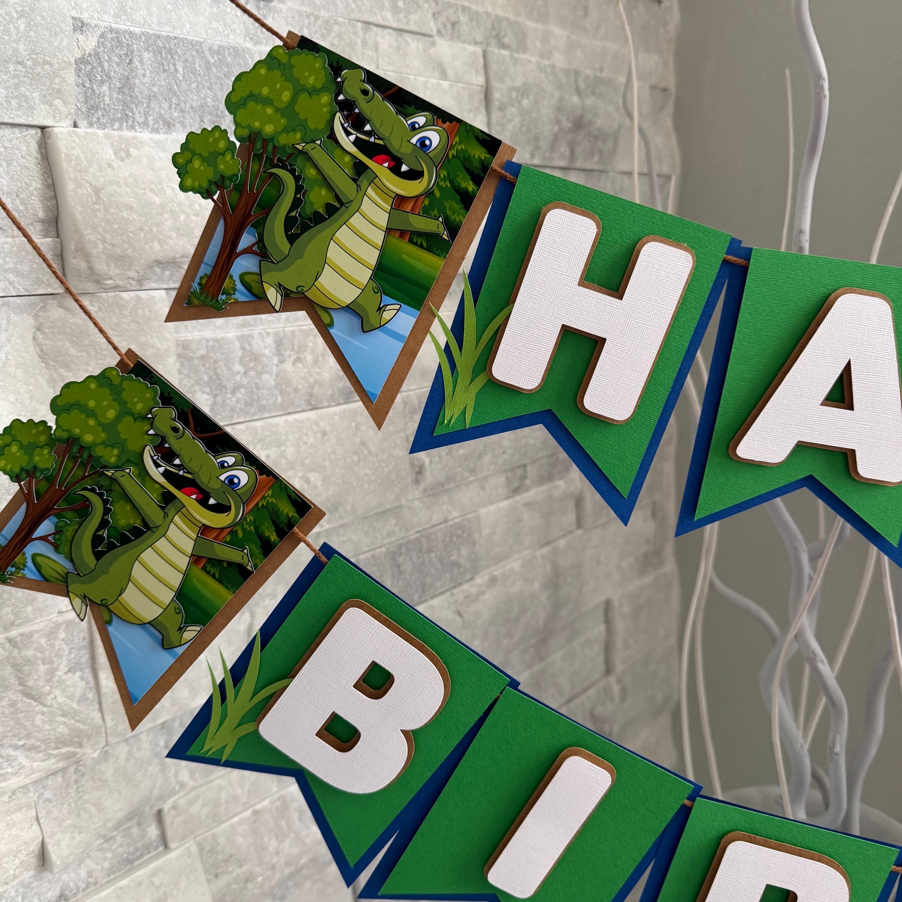 Alligator Happy Birthday Banner, Alligator Theme Party Decor, Crocodile ...