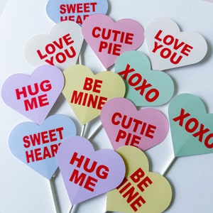 Conversation Hearts Cupcake Toppers Valentines Day Party Decorations ...