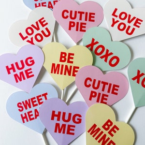 Conversation Hearts Cupcake Toppers Valentines Day Party Decorations ...