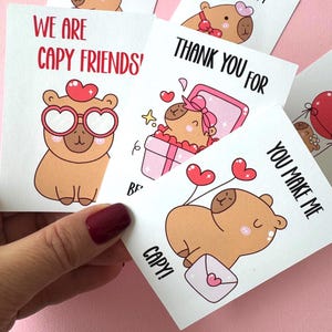 Capybara Valentines Day Cards Capybara Theme Valentines Classroom Cards ...