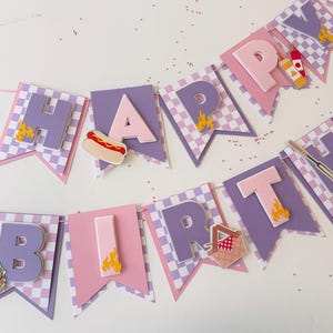 BBQ Happy Birthday Banner Pastel Colors Barbecue Grill Theme Party ...