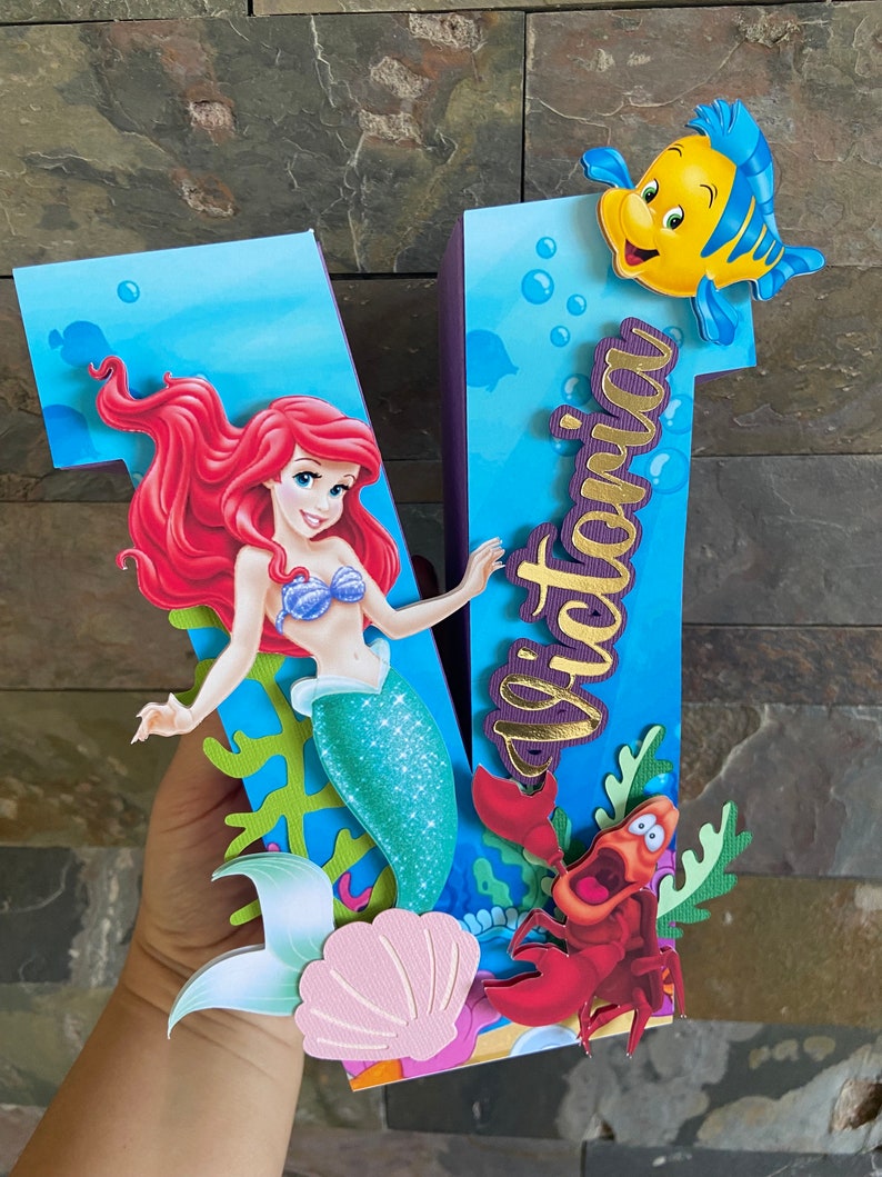 Little Mermaid 3D Number or Letter Ariel Mermaid Party Decor Little ...