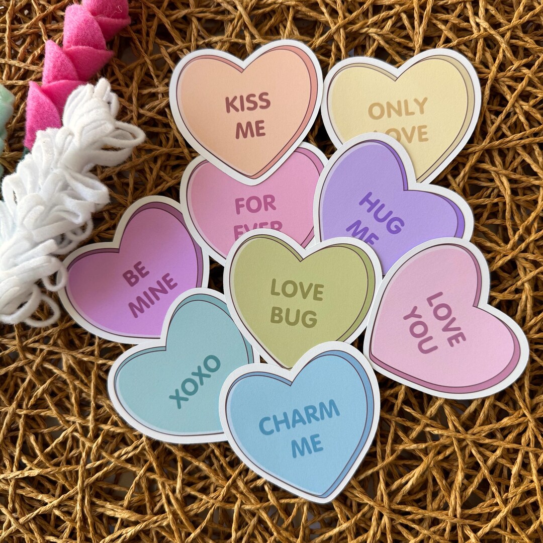 Conversation Hearts Stickers Valentines Day Stickers Conversation ...