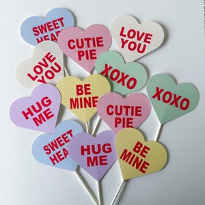 Conversation Hearts Cupcake Toppers Valentines Day Party Decorations ...