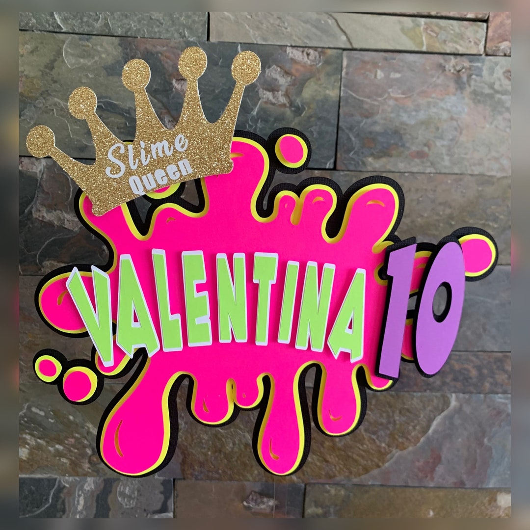 Neon Slime Cake Topper Neon Theme Party Decorations Slime Theme Party ...