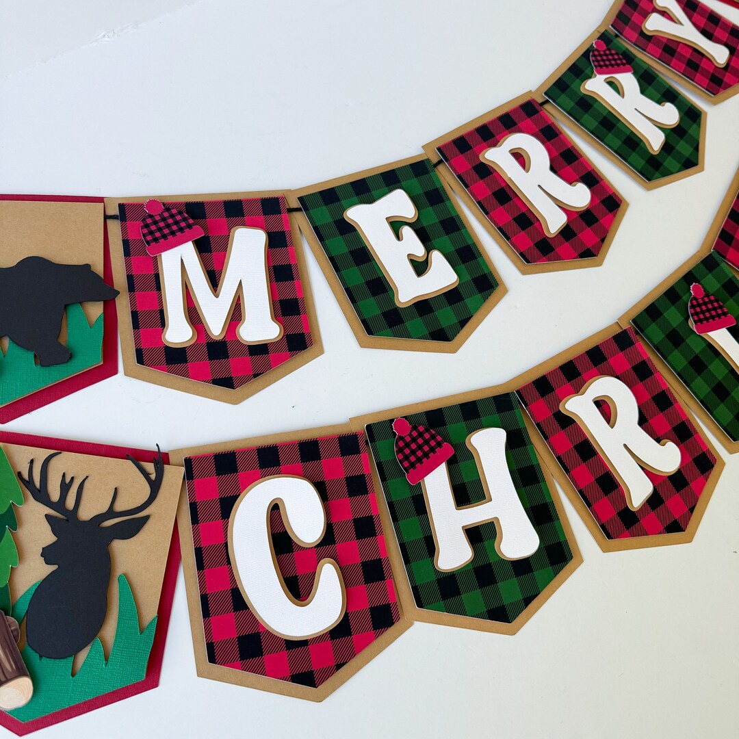 Lumberjack Merry Christmas Banner Lumberjack Theme Party Decorations ...