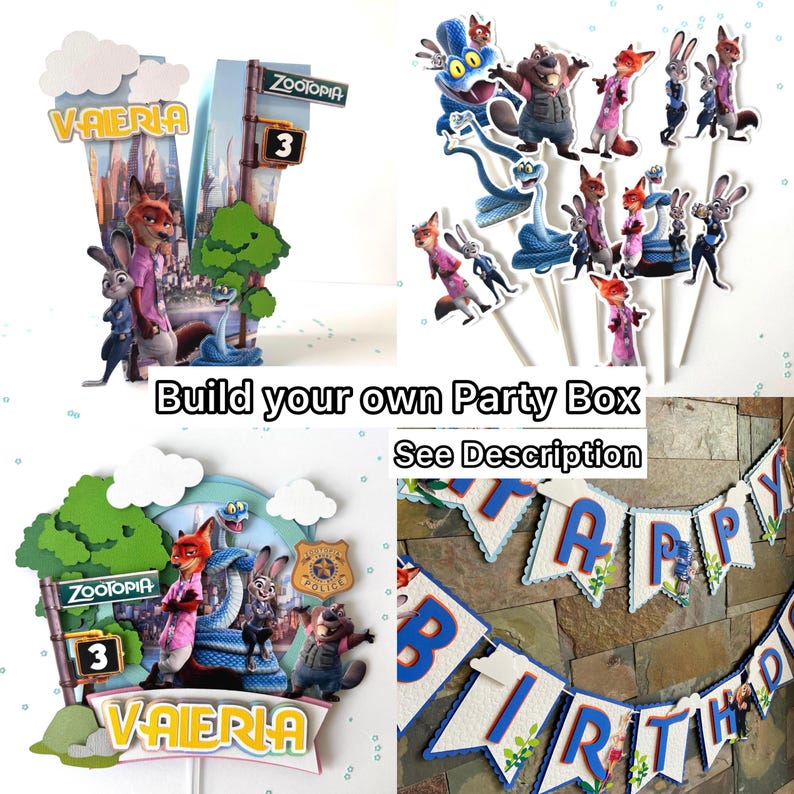 Zootopia Happy Birthday Banner, Zootopia Party Decorations, Zootopia ...