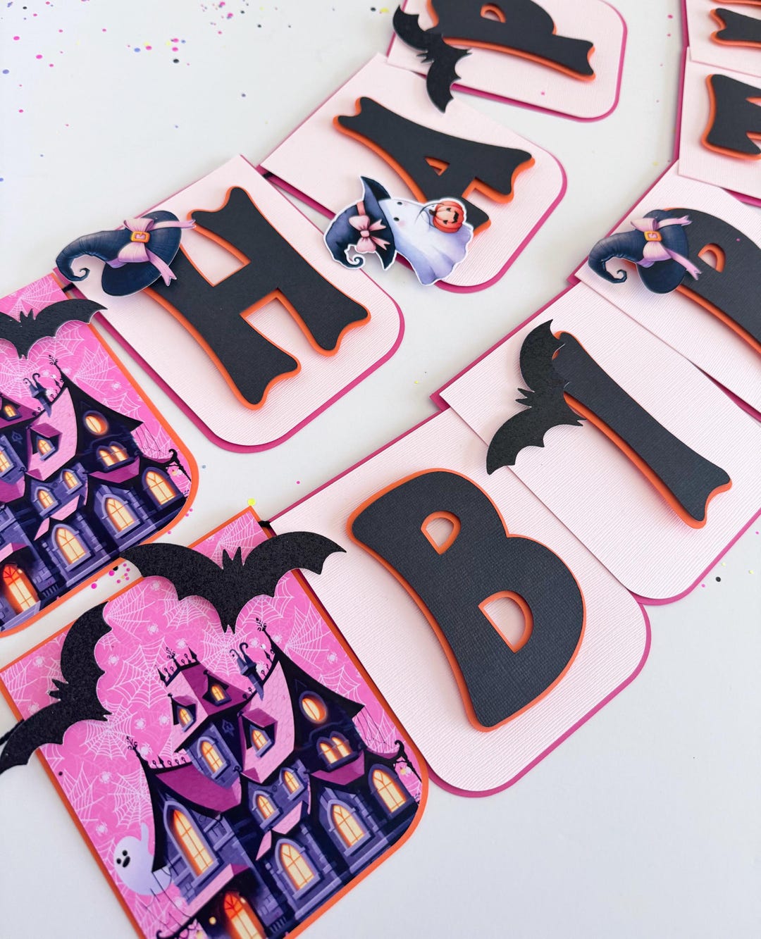 Pink Halloween Ghost Birthday Banner Halloween Party Decorations Pink ...