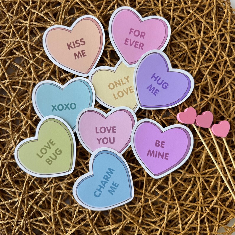 Conversation Hearts Stickers Valentines Day Stickers Conversation ...