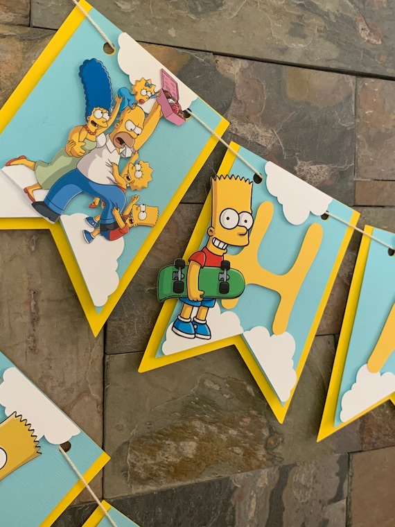 The Simpsons Happy Birthday Banner, Simpsons party decorations, The ...