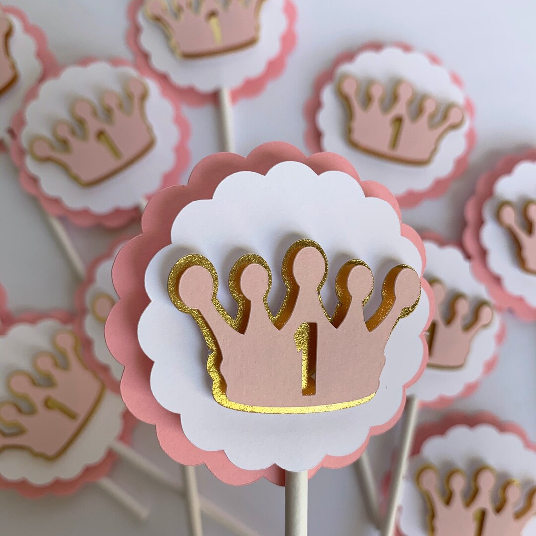 Princess Crown Cupcake Toppers, Princess Theme Party Decorations, Crown ...