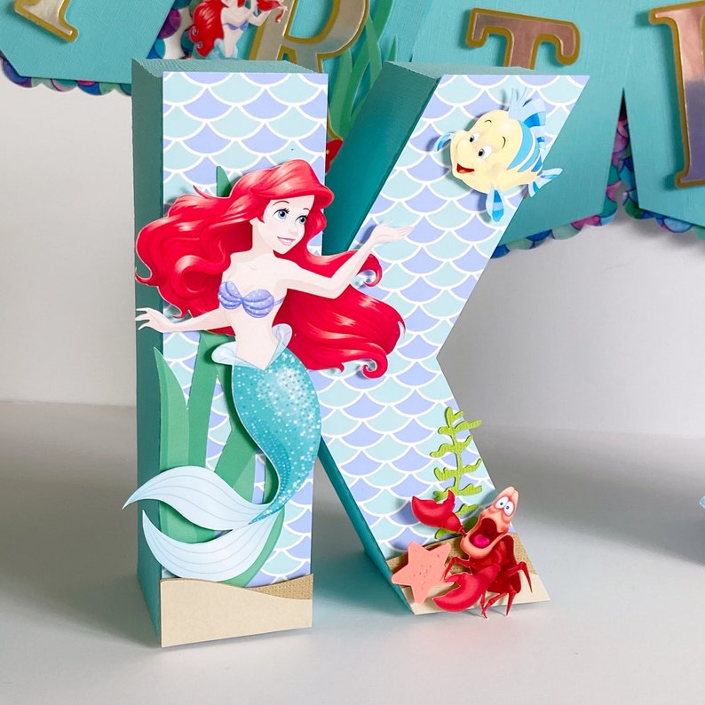 Little Mermaid 3D Letter or Number Little Mermaid Party Decorations ...