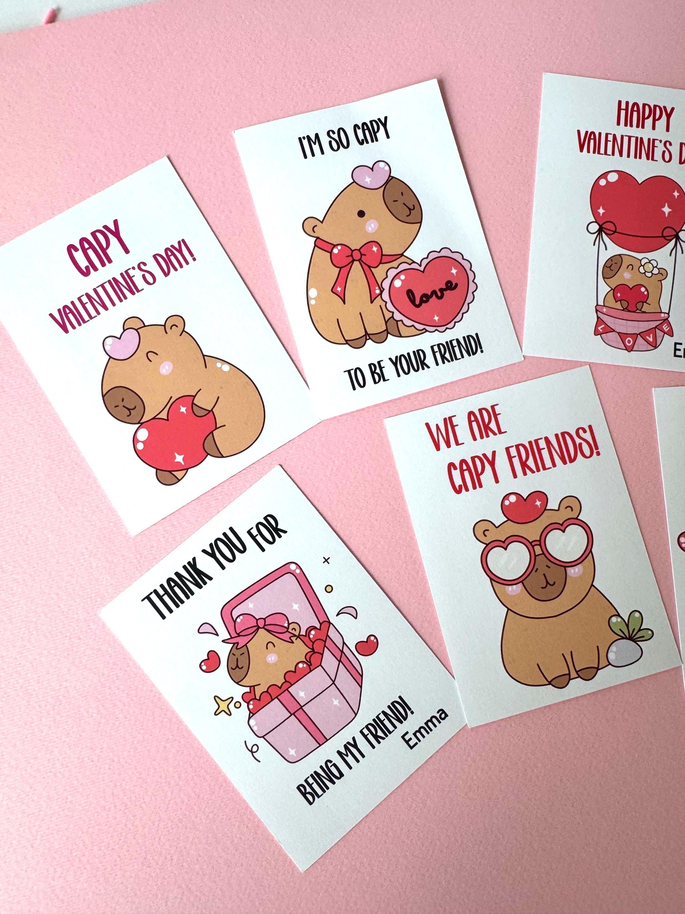 Capybara Valentines Day Cards Capybara Theme Valentines Classroom Cards ...