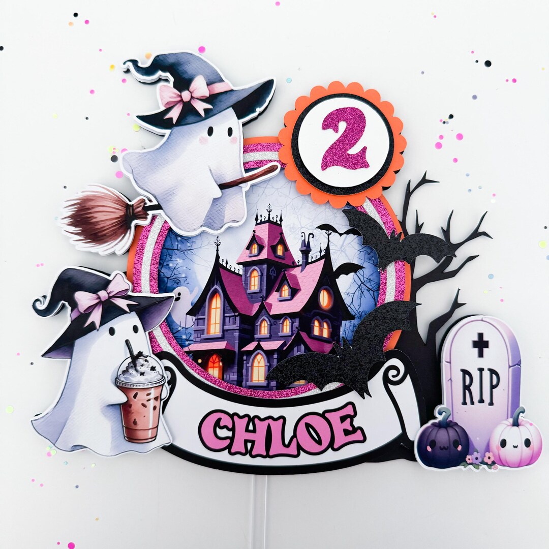 Ghost Halloween Cake Topper Pink Halloween Party Decorations Halloween ...