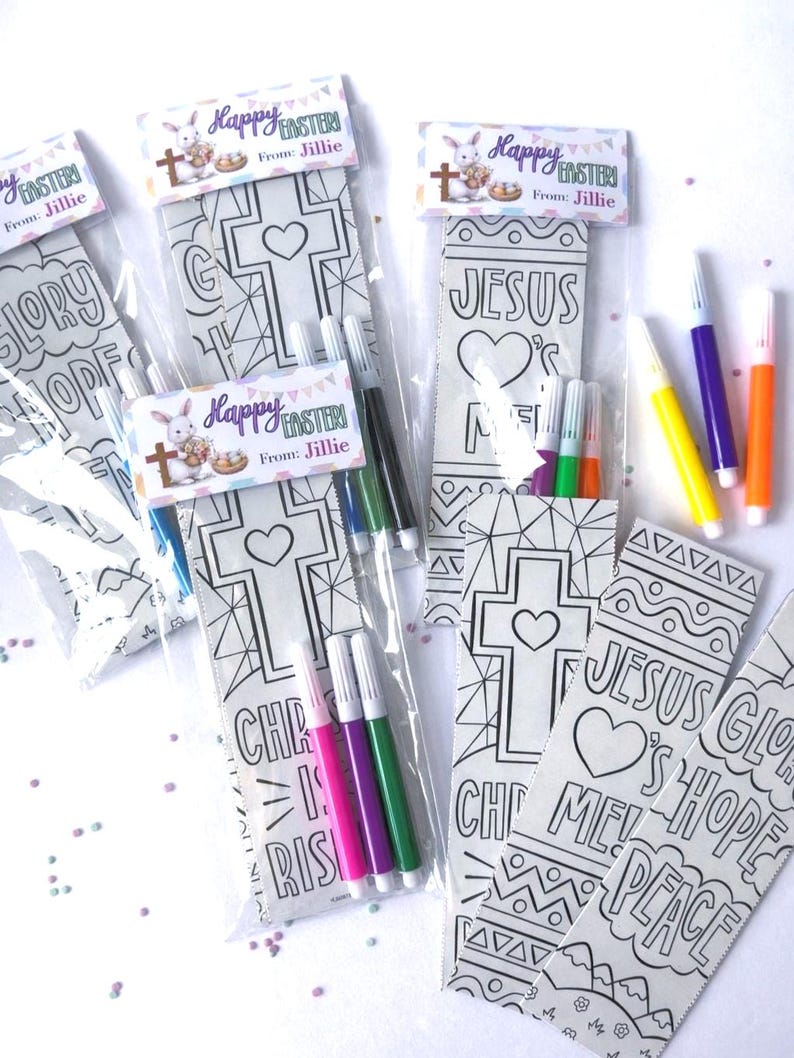 Christian Easter Coloring Bookmark Kit for Kids Church Easter Favors ...