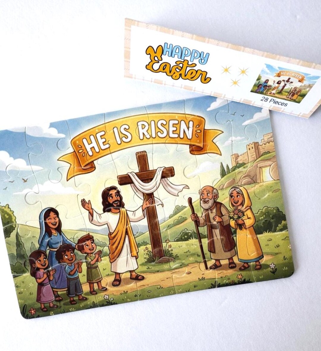 Christian Easter Puzzle for Kids, He is Risen Puzzle, Easter Basket ...