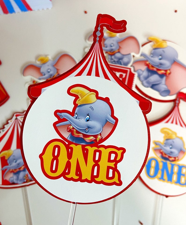 Dumbo Cupcake Toppers, Dumbo Theme Party, Elephant Cupcake Toppers ...