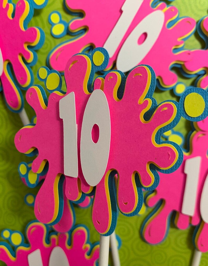 Slime Party Cupcake Toppers, Slime Birthday Party Decorations ...