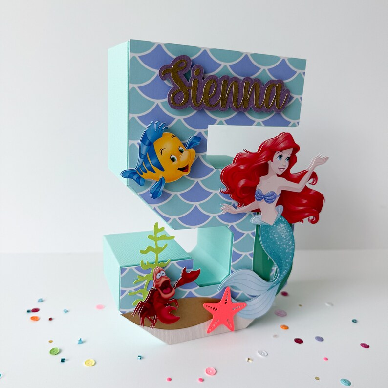 Little Mermaid 3D Letter or Number Little Mermaid Party Decorations ...