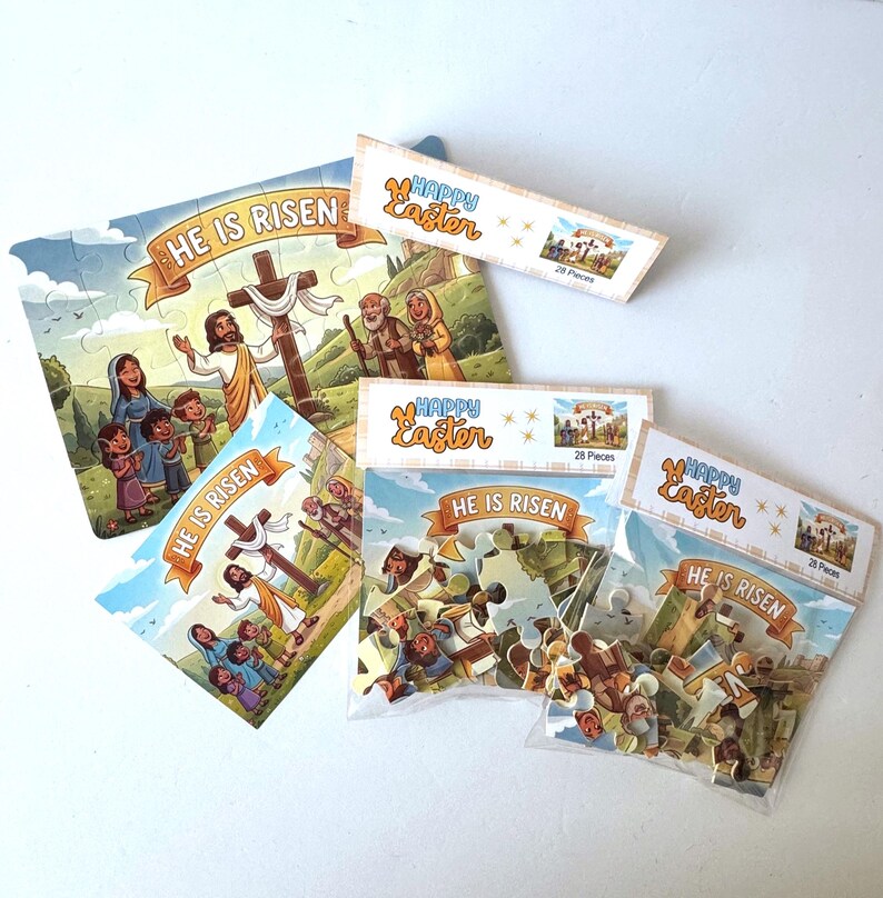Christian Easter Puzzle for Kids, He is Risen Puzzle, Easter Basket ...