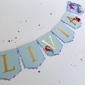 Little Mermaid Name Banner, Little Mermaid Birthday Party Decorations ...