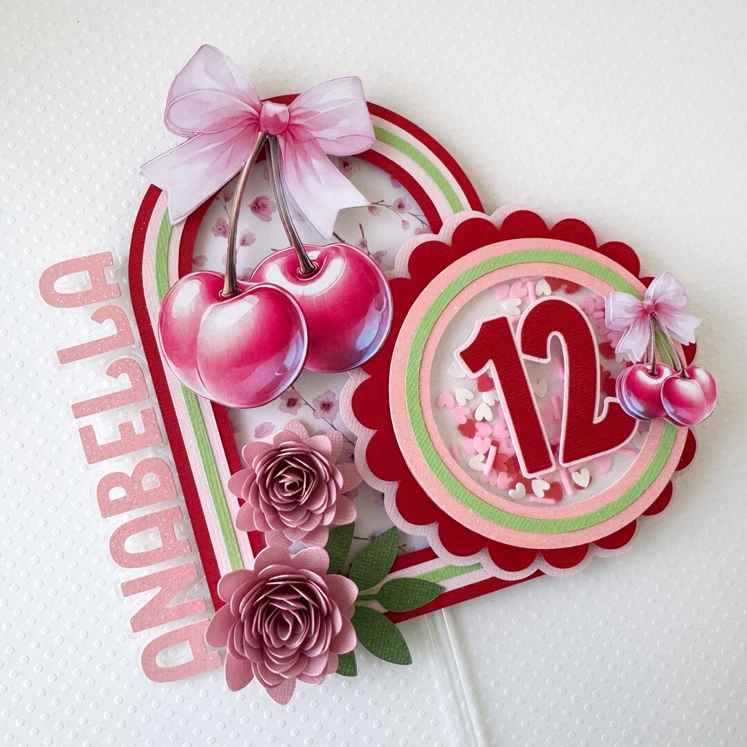 Cherry Cake Topper Cherry Theme Party Decorations Cherry Floral ...