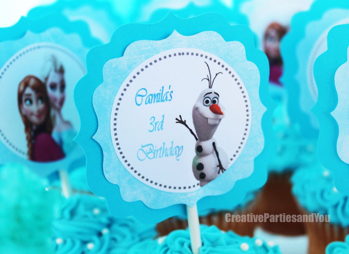 Frozen Cupcake Toppers, Frozen Birthday Party Decorations, Personalized ...