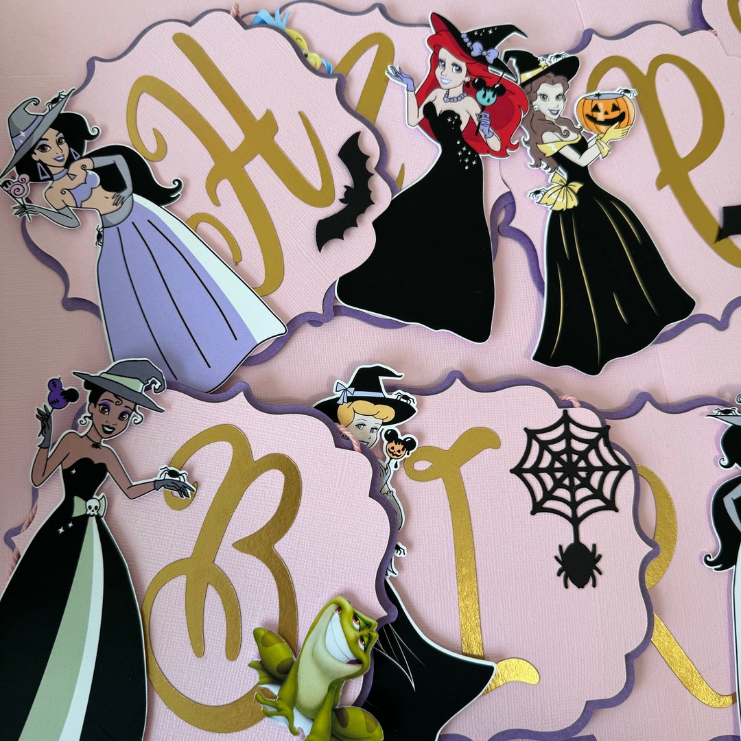 Halloween Princess Happy Birthday Banner, Halloween Princess Party ...