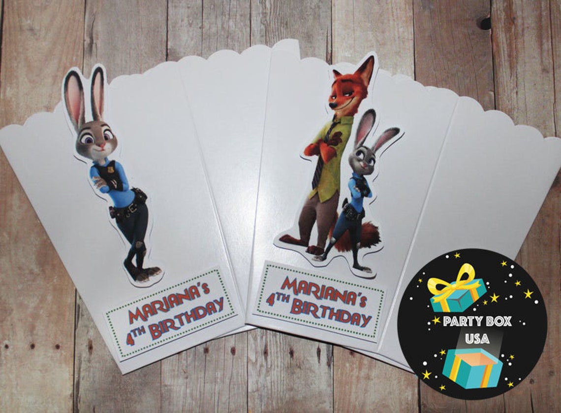 Zootopia Popcorn Box Zootopia Party Decorations Zootopia | Etsy