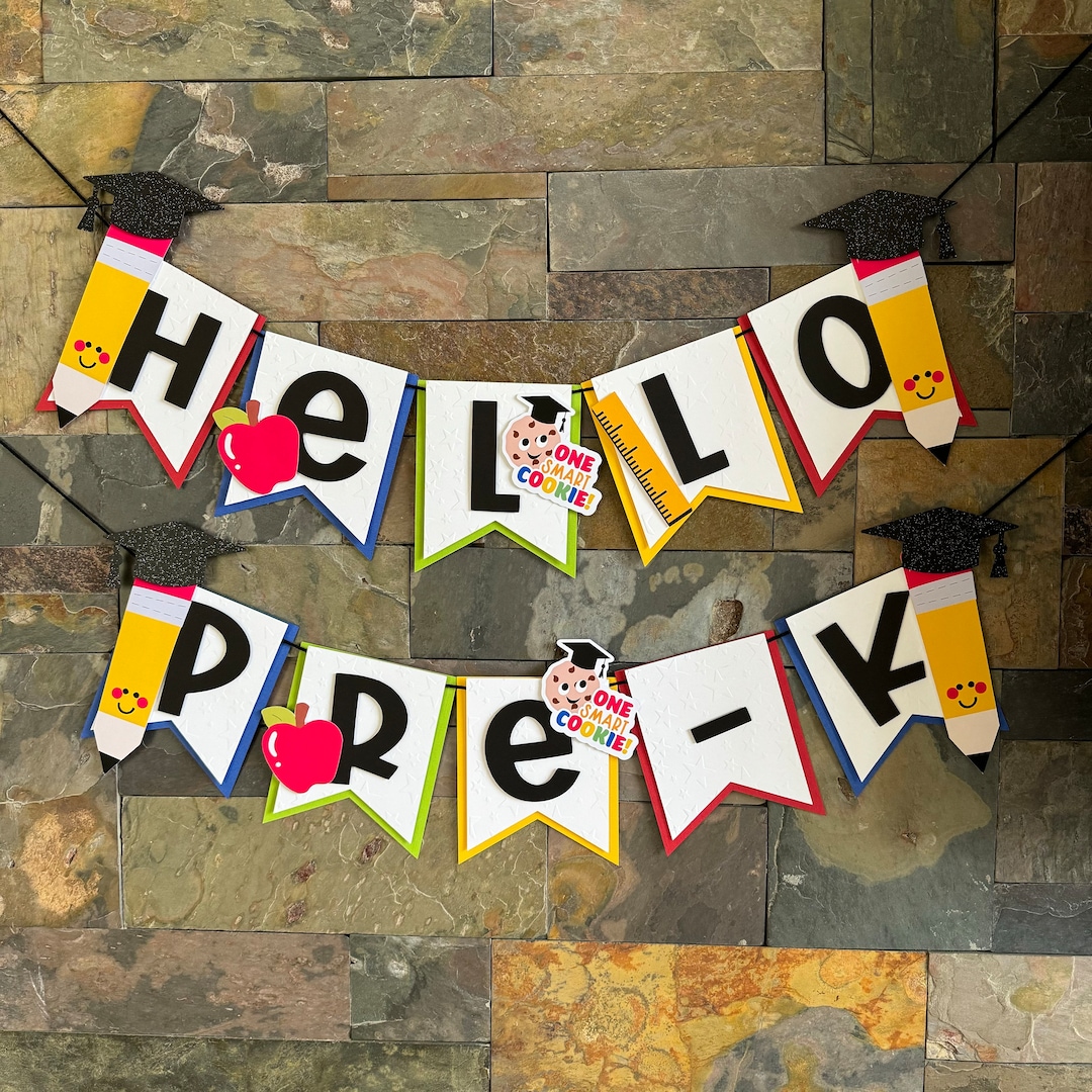 Hello Pre K Banner First Day of School Party Decorations Back to School ...