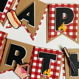 BBQ Happy Birthday Banner, Barbecue Grill Party Decorations, Backyard ...