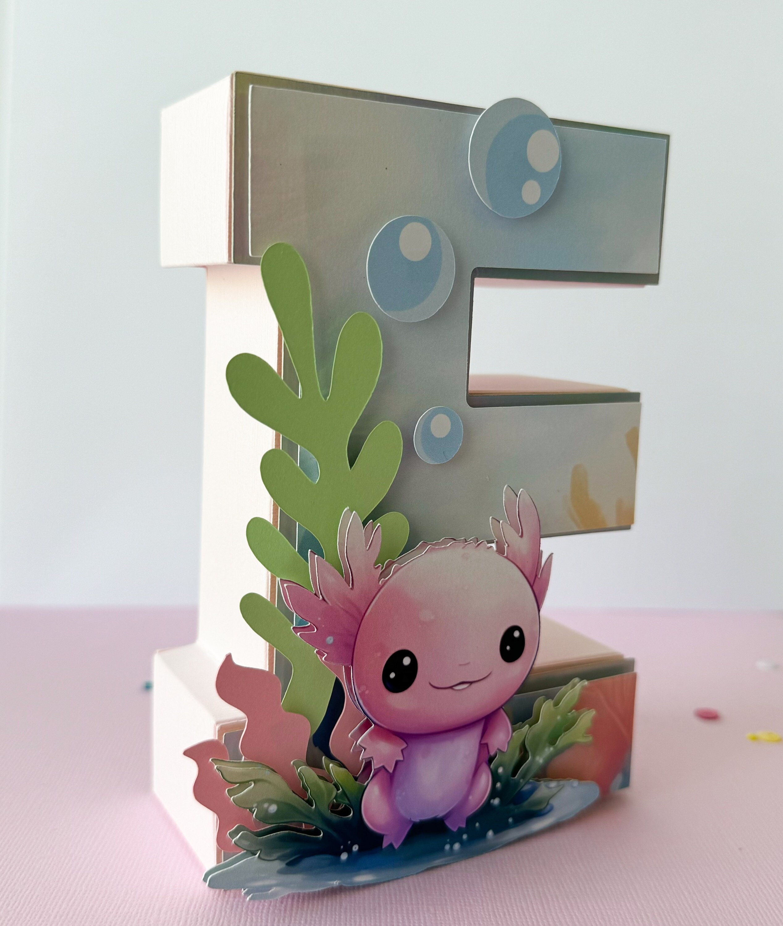 Axolotl 3D Letter, Axolotl Theme Party, Custom 3d Letter, Axolotl ...