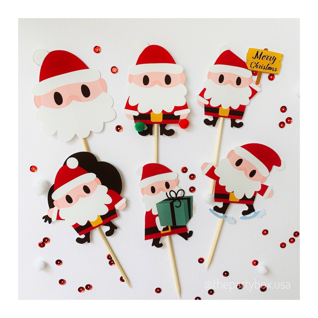 Christmas Cupcake Toppers, Santa Cupcake Toppers, Christmas Party ...