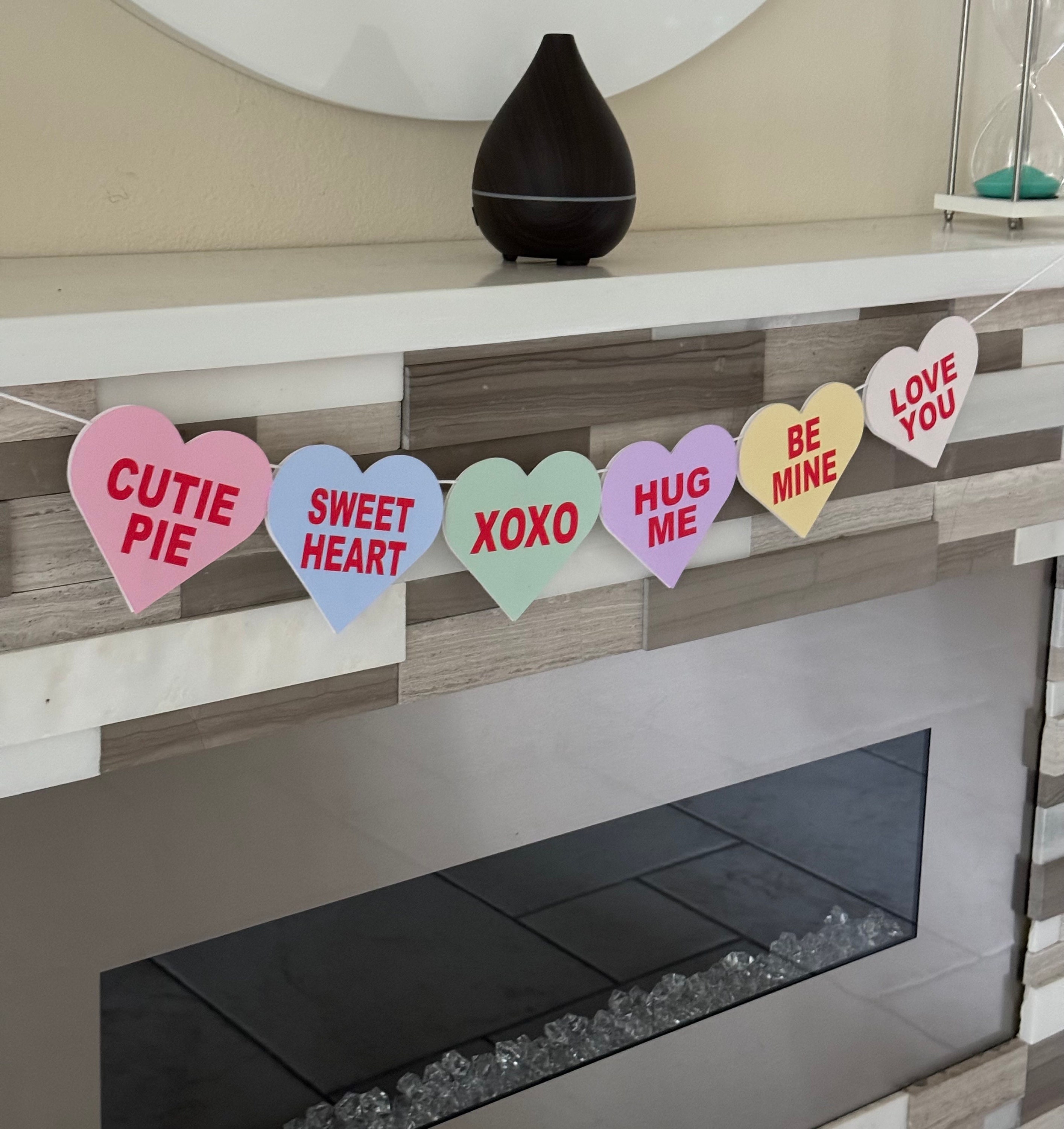 Conversation Hearts Banner Valentines Day Party Decor Hearts Garland ...